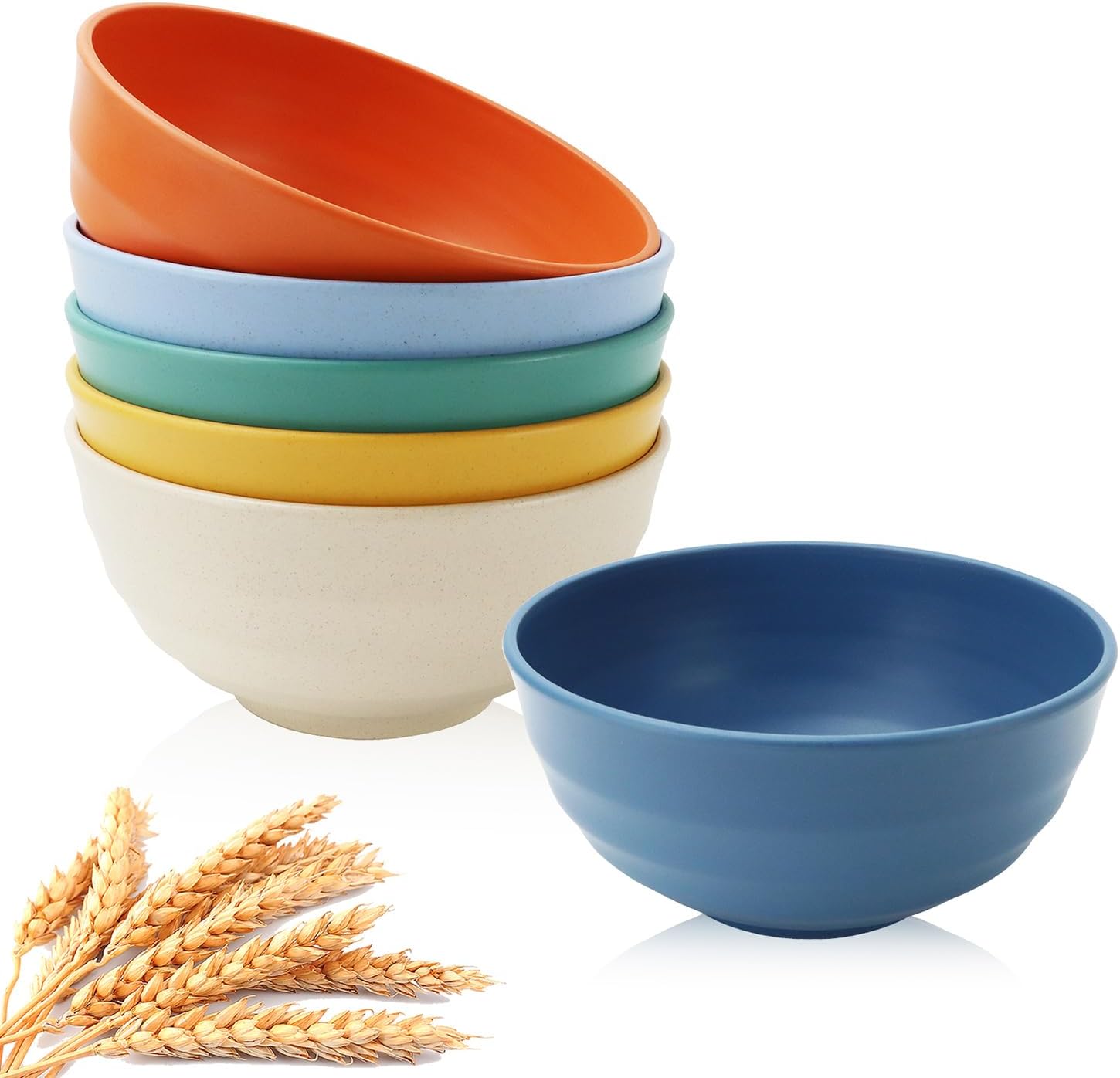 Amazon.com: BUSOKIP Wheat Straw Bowls Unbreakable Cereal Bowls 60 OZ ...