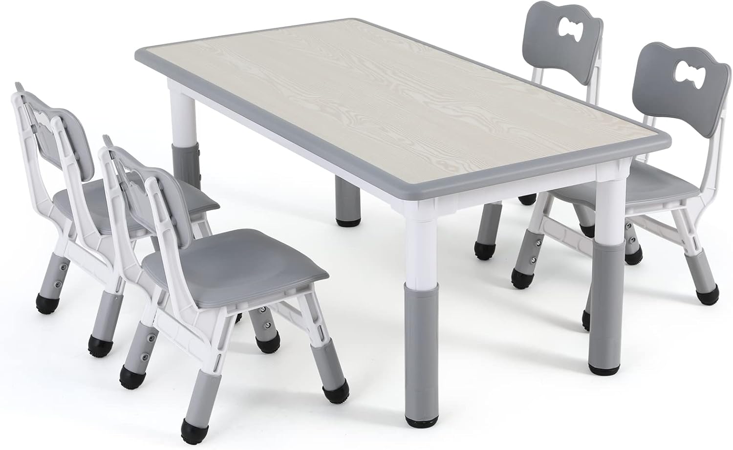 MAMIZO Kids Table with 4 Chairs, Adjustable Height Children's Table ...