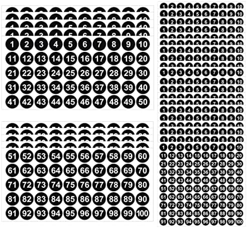 Aoflyda Black Number Stickers, 30 Sheets 1-100 Waterproof Vinyl Round ...