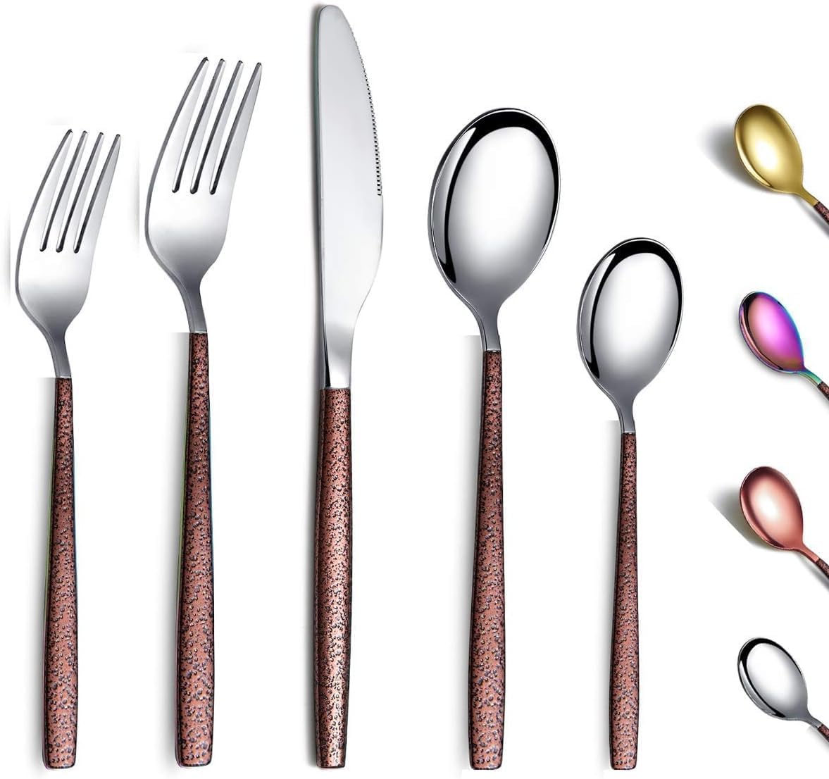 Amazon.com | Silverware Set 20 Pieces With Moon Surface Handle And ...