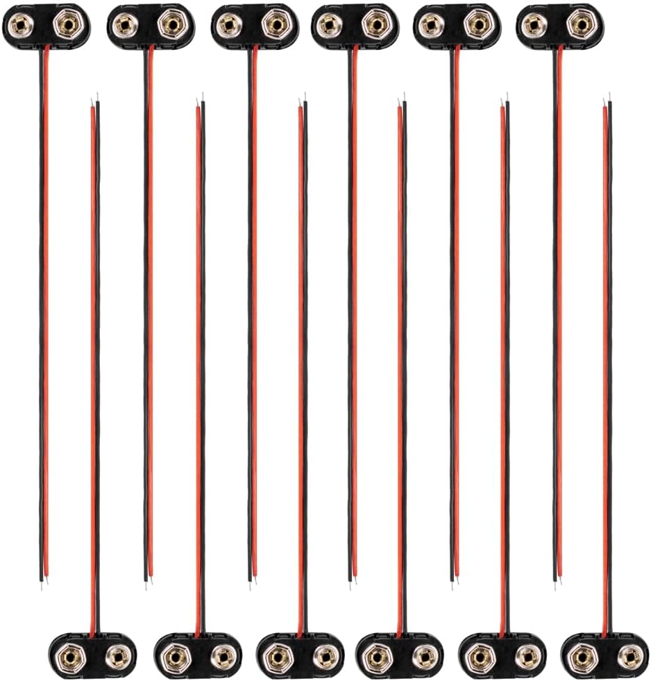 Amazon.com: OIUIOME 12 Pack T-Type 9V Battery Clip, 1 Dozen 9V Battery ...