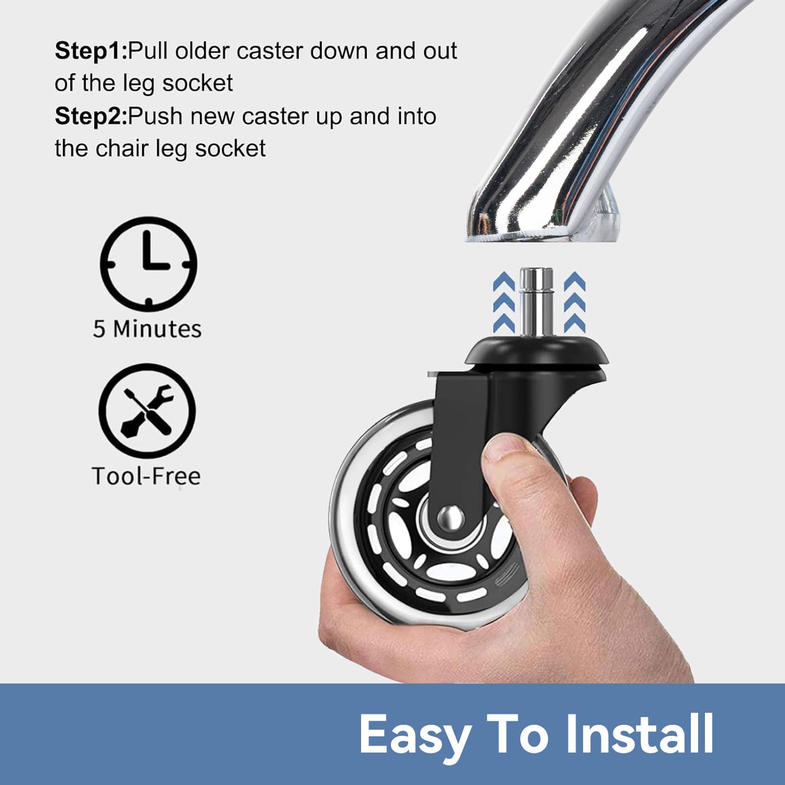 Snapklik.com : Office Chair Wheels Replacement, 3 Inch Heavy Duty ...