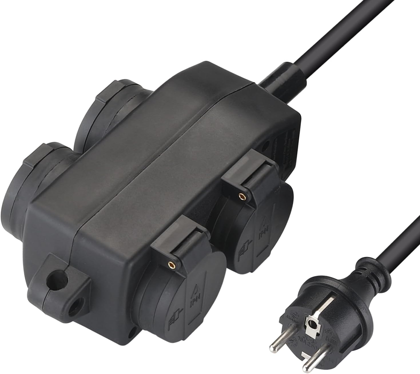 YIDE 4-Fach Verteilersteckdose 2m Verlängerung für außen ...