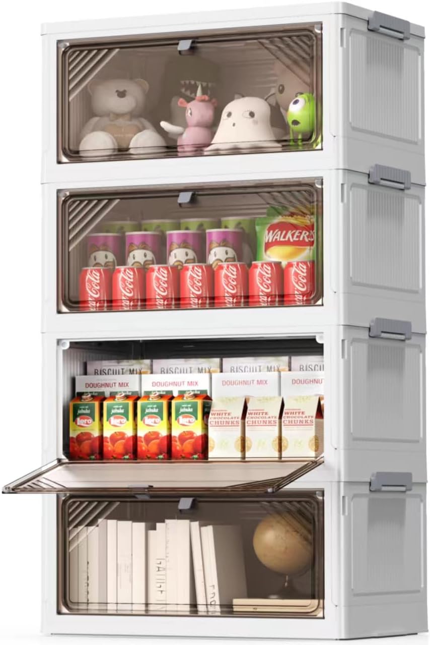 Amazon.com: Elevon 4-Tier Stackable Plastic Bins with Lid, 23QT ...