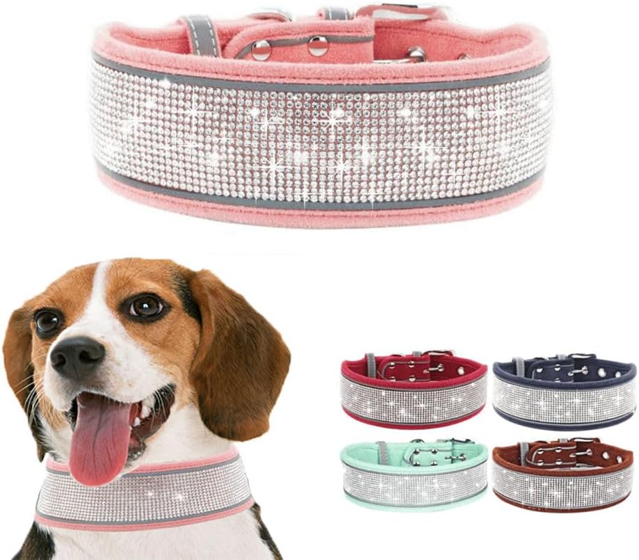 Amazon.com : Pink Rhinestone Dog Collar for Small Dogs, Pretty Glitter ...