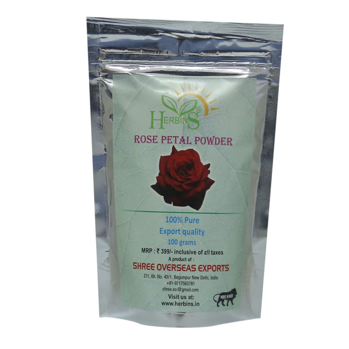 Herbins rose petal powder for skin care, anti aging, skin toning 100 ...