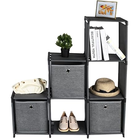 SONGMICS Ladder Storage Unit, 6 Cubes with 6 Storage Boxes, DIY Closet ...