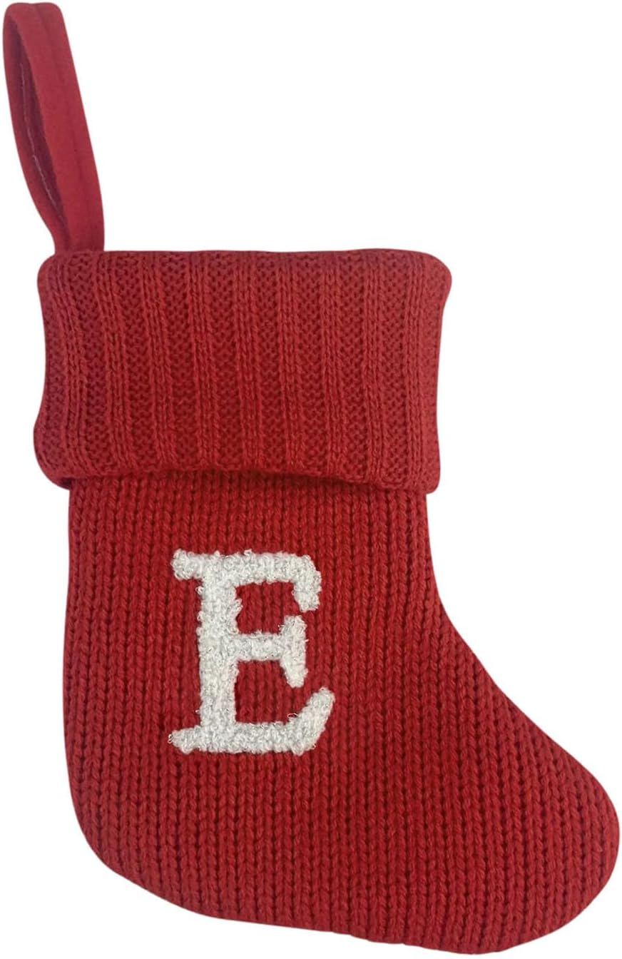 Amazon.com: 7 Inch Mini Monogram Stocking Red Christmas Initial Letter ...
