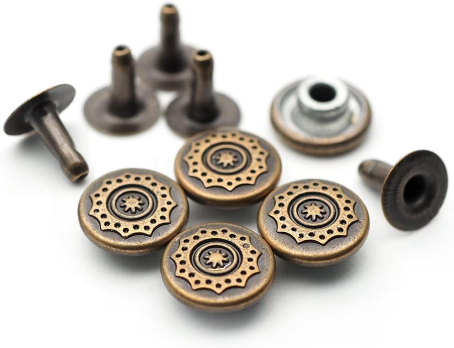 Amazon.com: CRAFTMEMORE 3/8" Fancy Leather Rivets Round Rapid Rivet ...