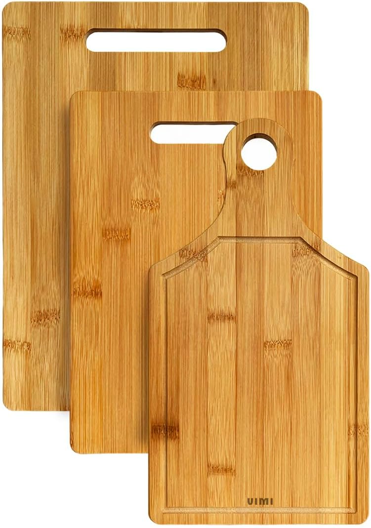 Tablas Bambu Madera Para Picar Alimentos Asa Paquete 3 piezas : Amazon ...