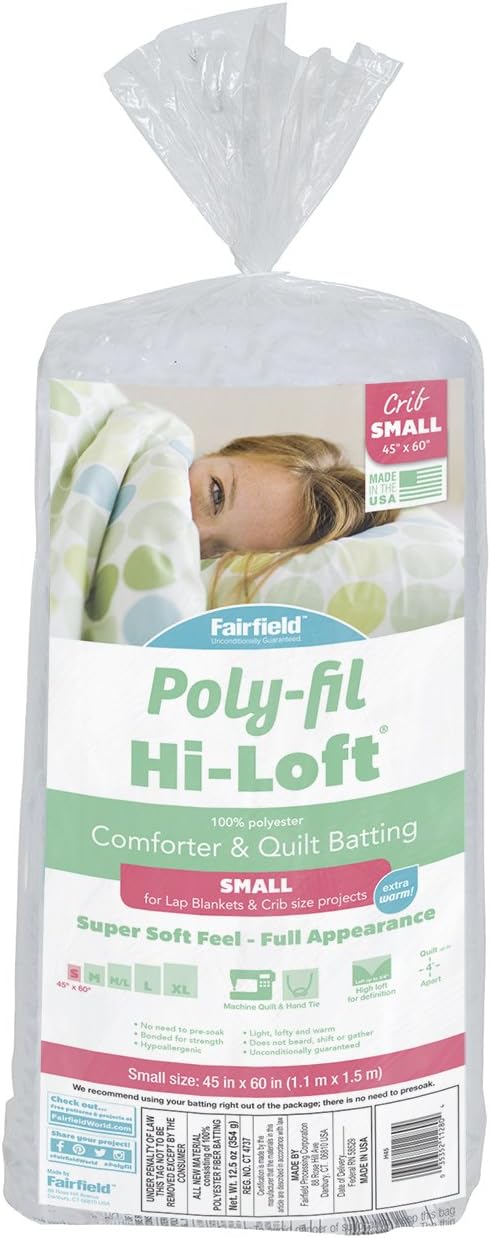 Amazon.com: Fairfield Poly-Fil Hi-Loft Polyester Quilt, 45" x 60", White