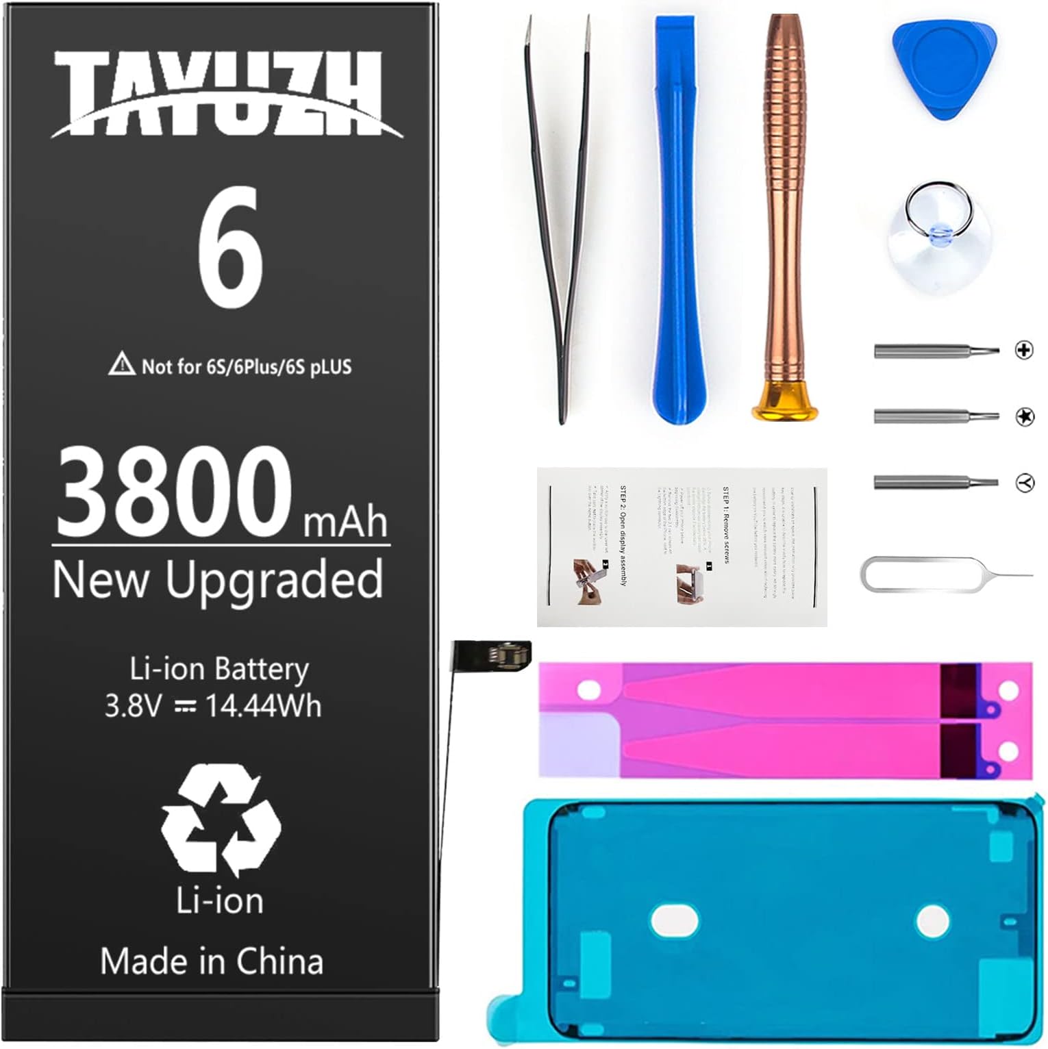 Amazon.com: TAYUZH Battery for iPhone 6, 3800 mAh High Capacity Li ...