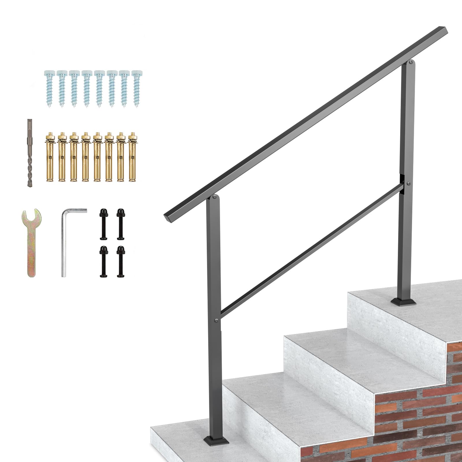 Snapklik.com : Mychoiii 4-Step Handrails For Outdoor Steps,Outdoor ...