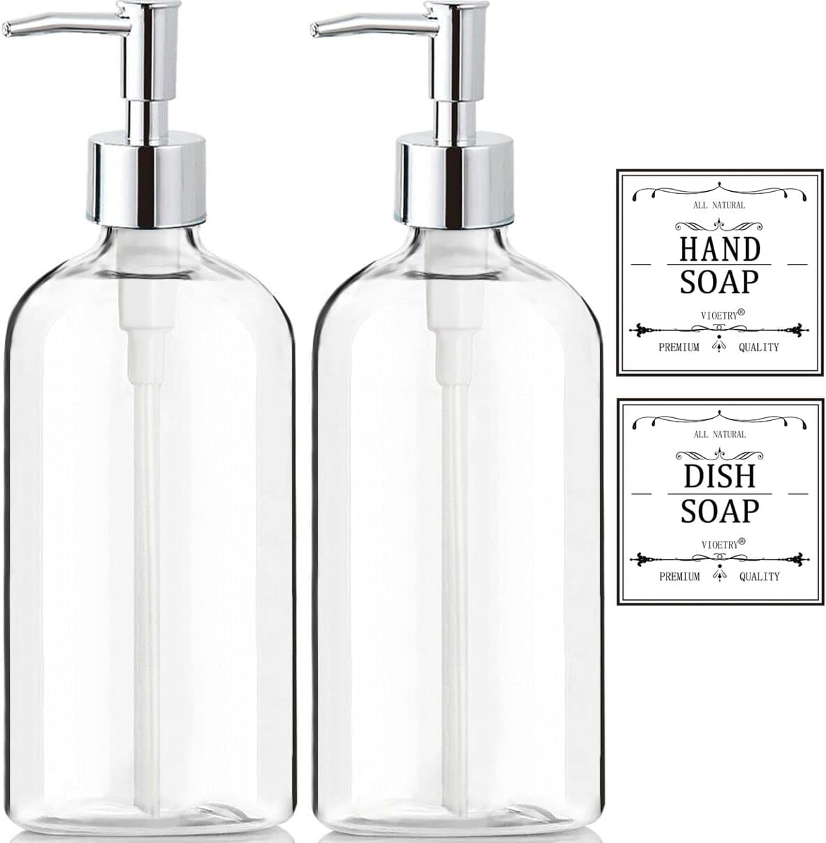 Amazon.com: Empty Plastic Pump Bottles Dispenser 4 Pack 16oz/500ml ...