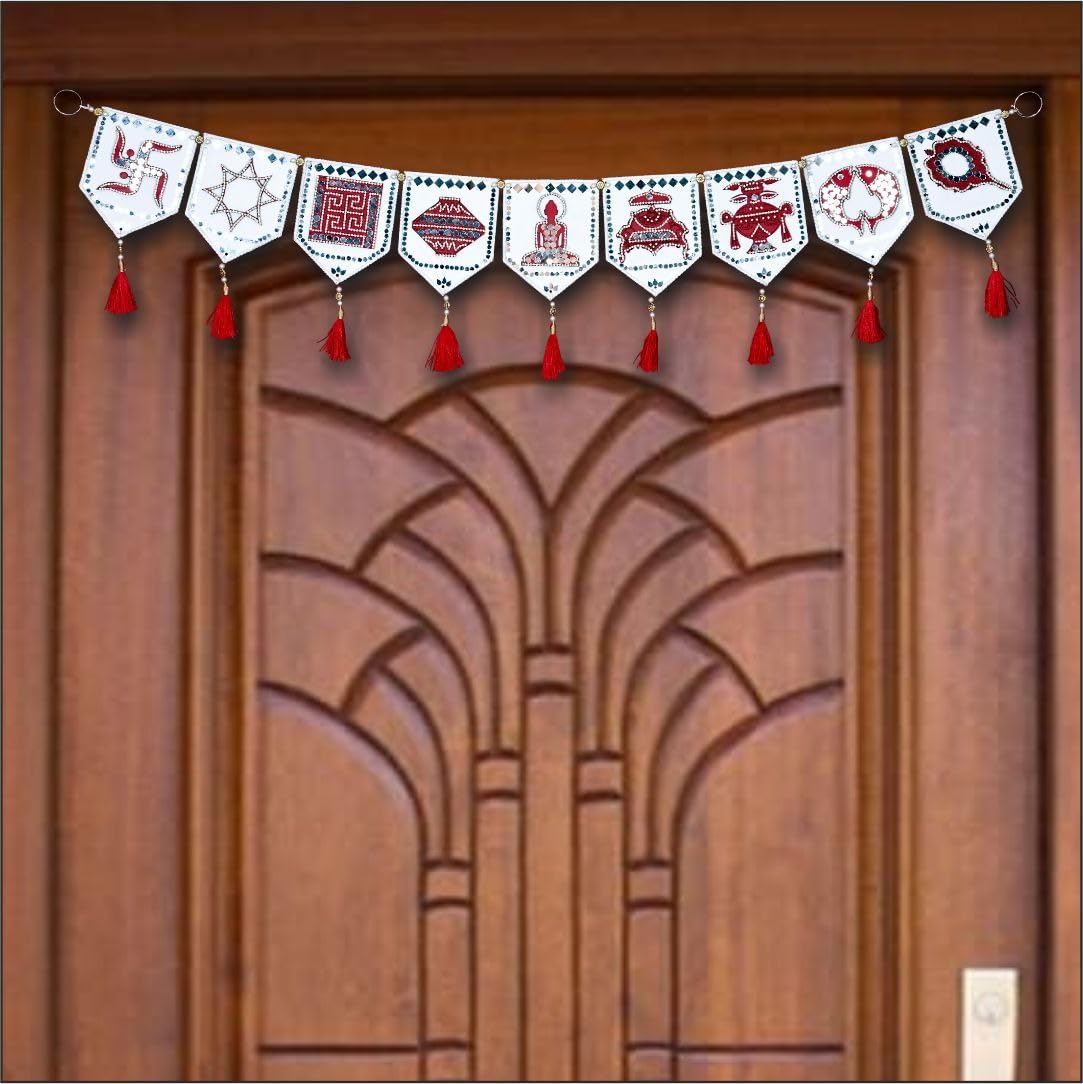Creative Touch Hand-Painted Jain Ashtamangal Hanging Bandanwar Toran ...