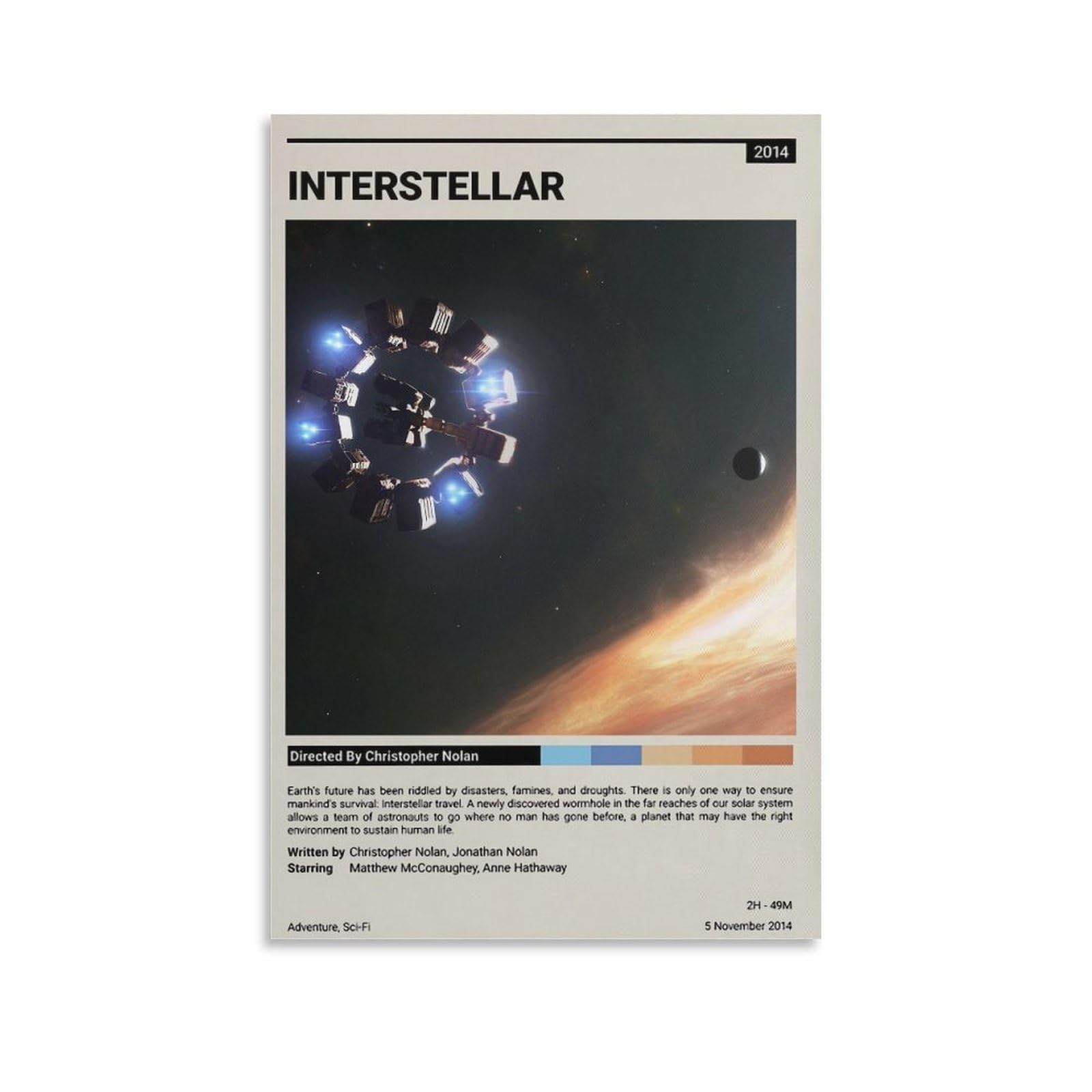 Amazon.com: Ravcdes Interstellar Classic Movie Poster Canvas Wall Art ...