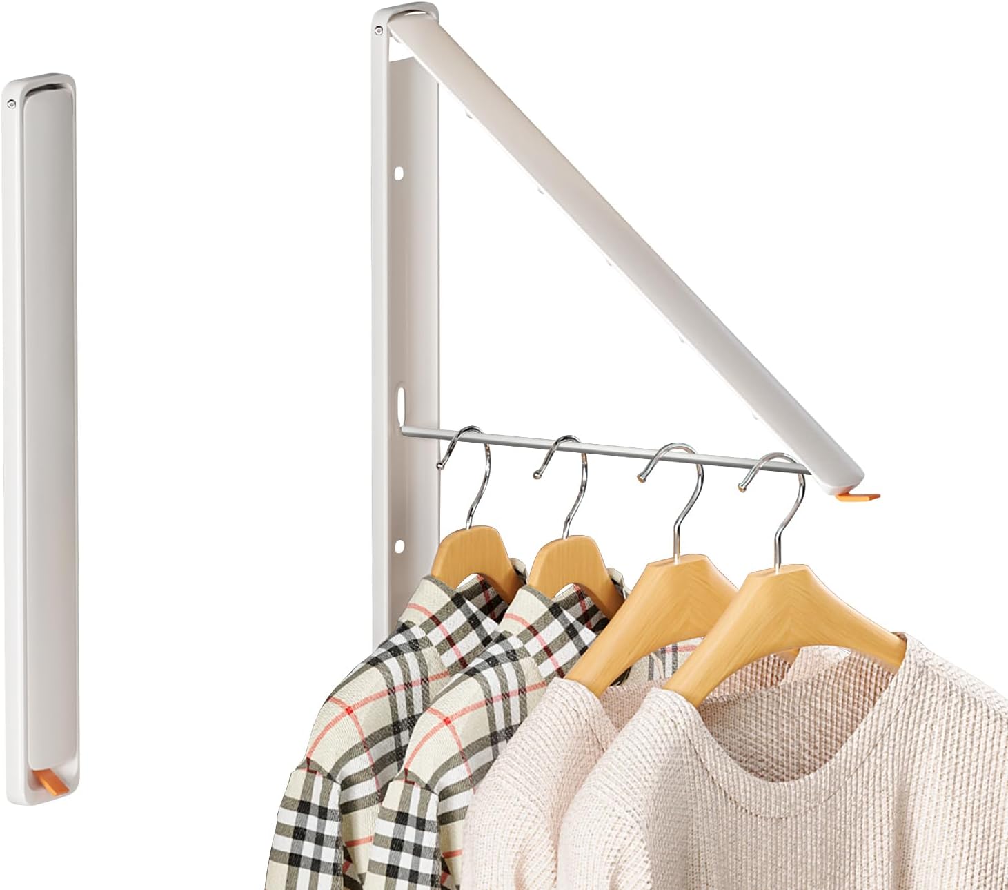 Amazon.com: SKIKEN Wall-Mounted Retractable Clothes Drying Rack | White ...