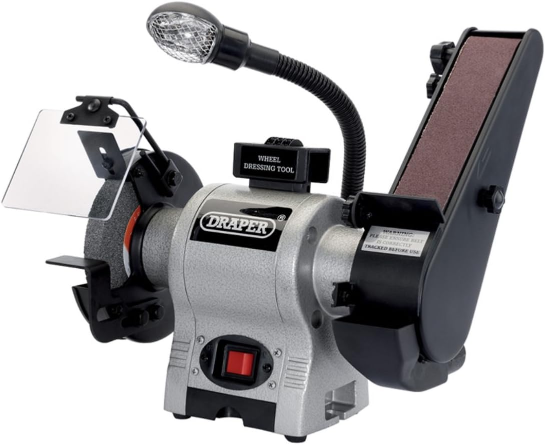 Draper 14280 150 mm 230-Volt 350-Watt Bench Grinder with Sanding Belt ...