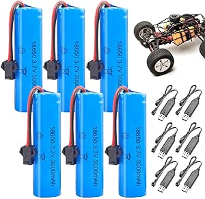 6 Stück 18650 Akku 3 7v 3000mah, TGKYK 3 7v Li-ion Akku 18650 mit SM-2P Stecker ...