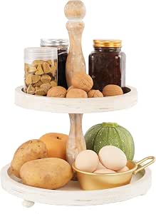 Amazon.com: MAONAME Farmhouse Tiered Tray, Wooden Two Tiered Tray ...