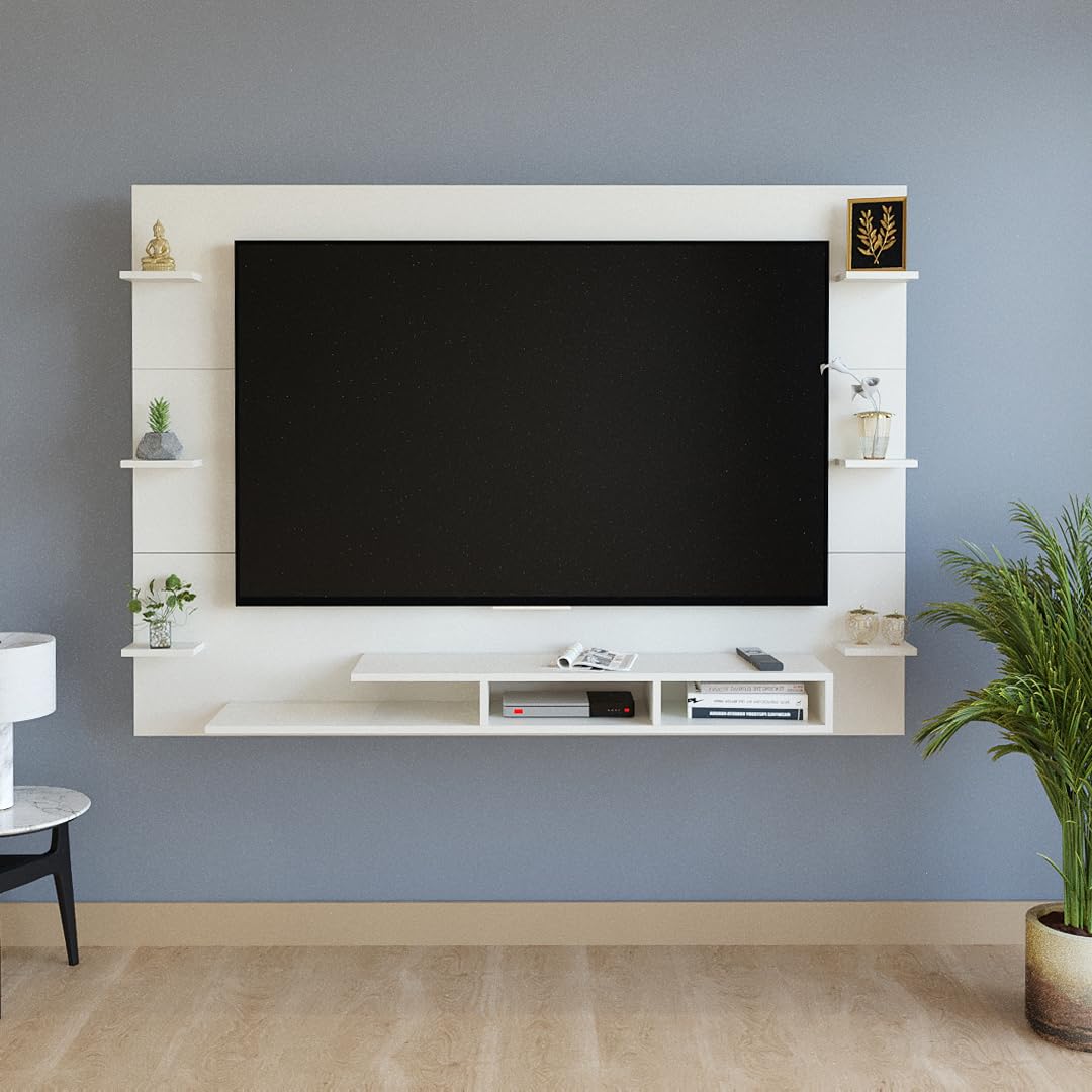 Furneaser Harrison Engineered Wood Wall Mount TV Unit with Back Panel ...