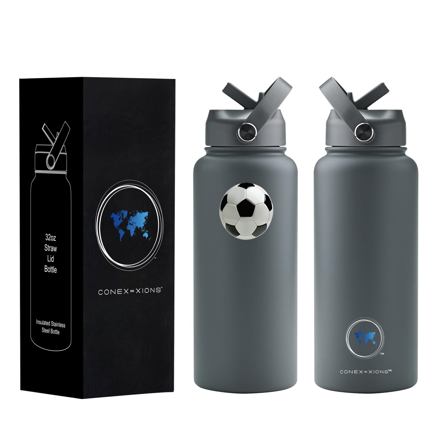 Amazon.com: Conex=Xions 32 oz Stainless Steel Soccer Water Bottle ...