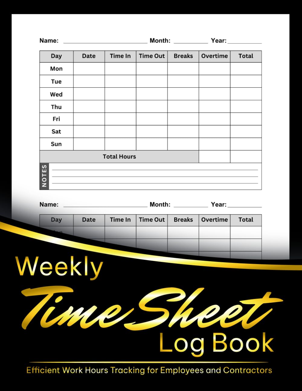 Weekly Time Sheet Log Book: Work Hours Tracking Logbook for Employees ...