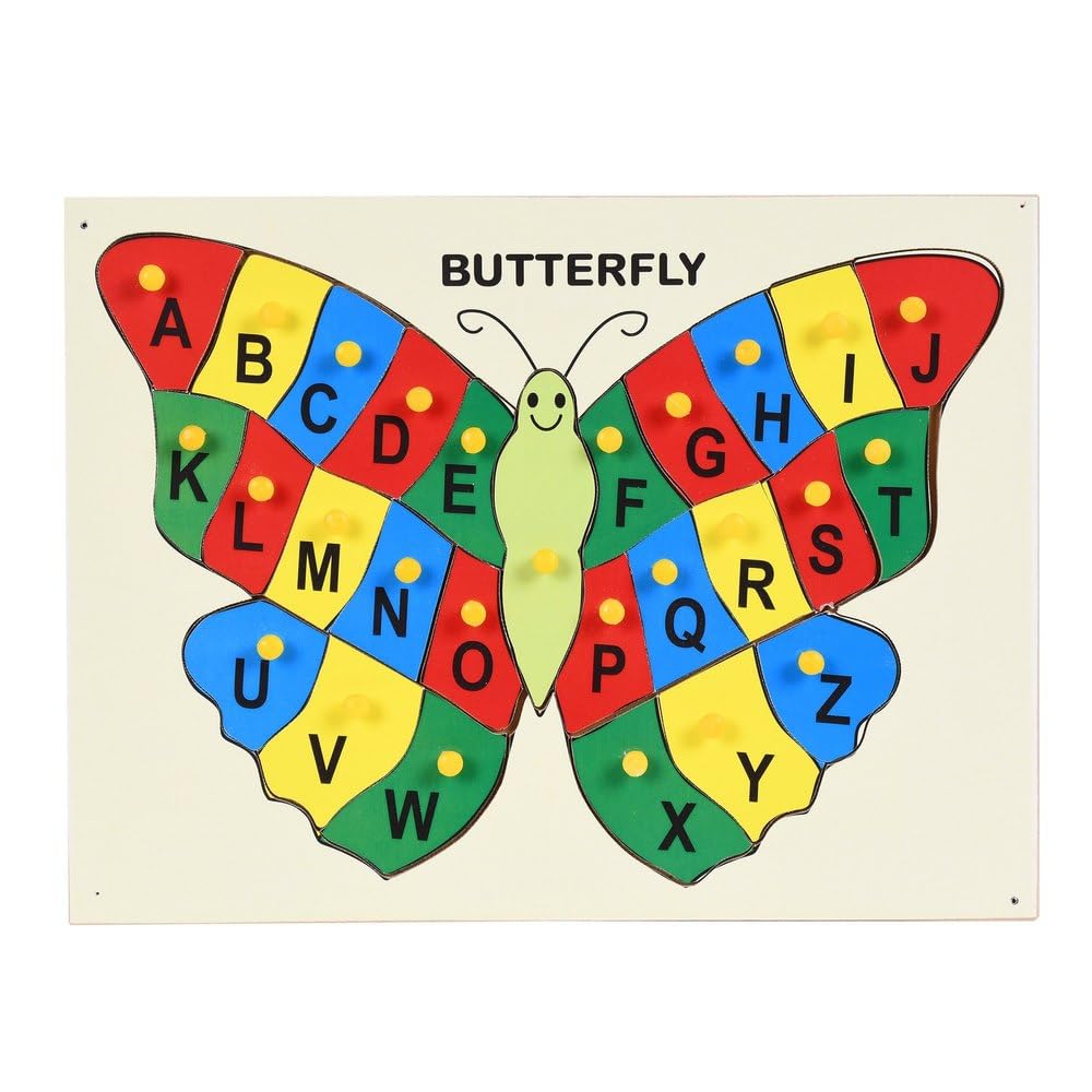 Wooden ABCD Colorful Alphabets Butterfly Theme Puzzle Board for Kids ...