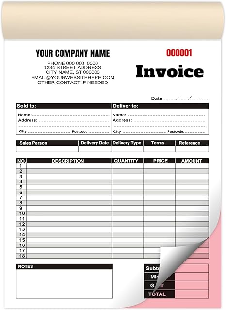 Amazon.com : Custom NCR Duplicate Forms Invoices, Receipts, Work Orders ...