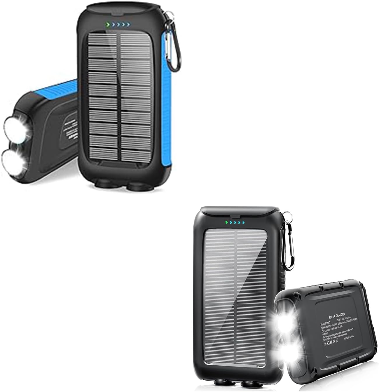Amazon.com: 2 Pack Solar Power Bank 49800mAh + Portable Solar Charger ...