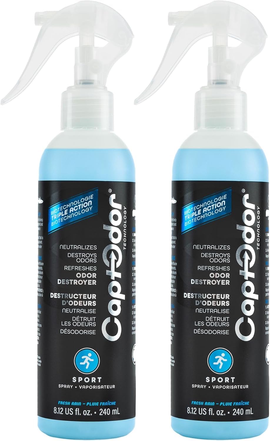 Sports Odor Destroyer Spray (2 x Carry-on Bottles of 8.12oz / 240 ml ...