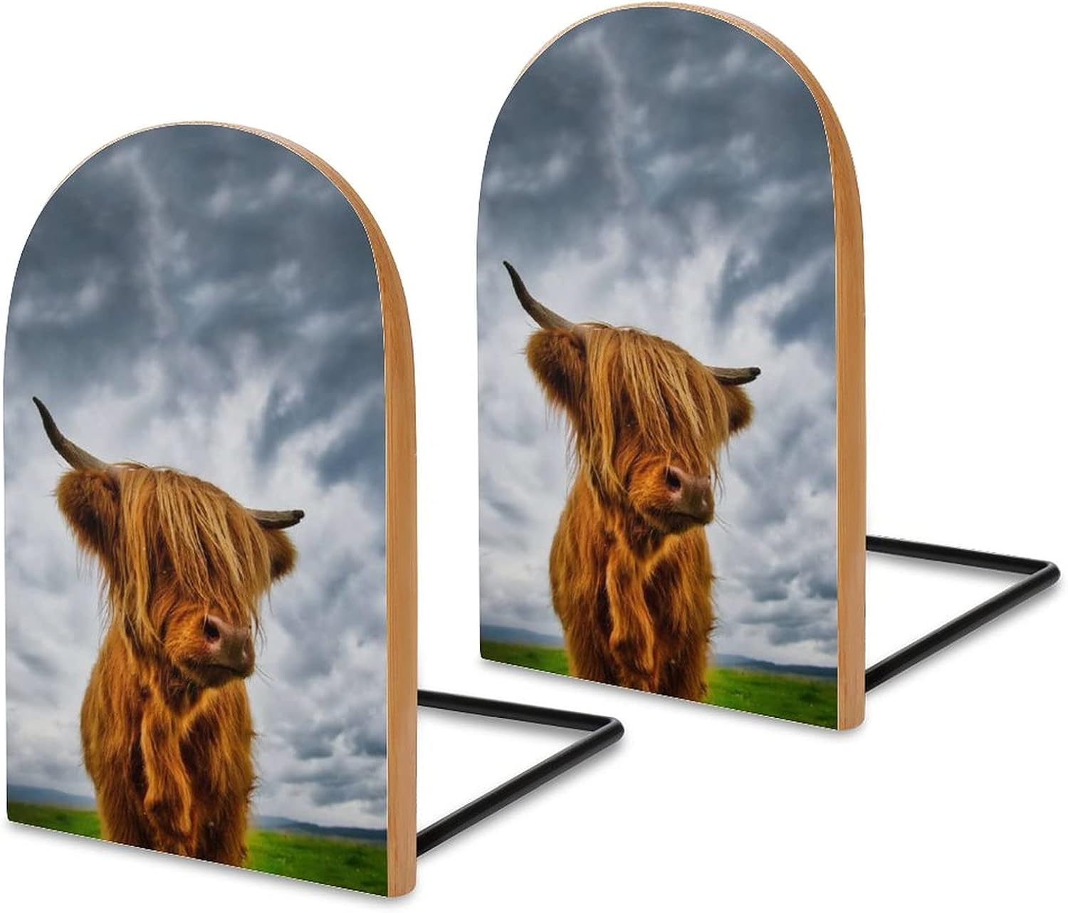 Amazon.com: Highland Cow in The Scottish Highlands Wood Bookends Book ...