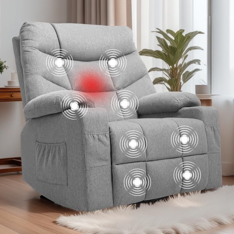 Amazon.com: YITAHOME Oversized Swivel Rocking Recliner with Massage and ...