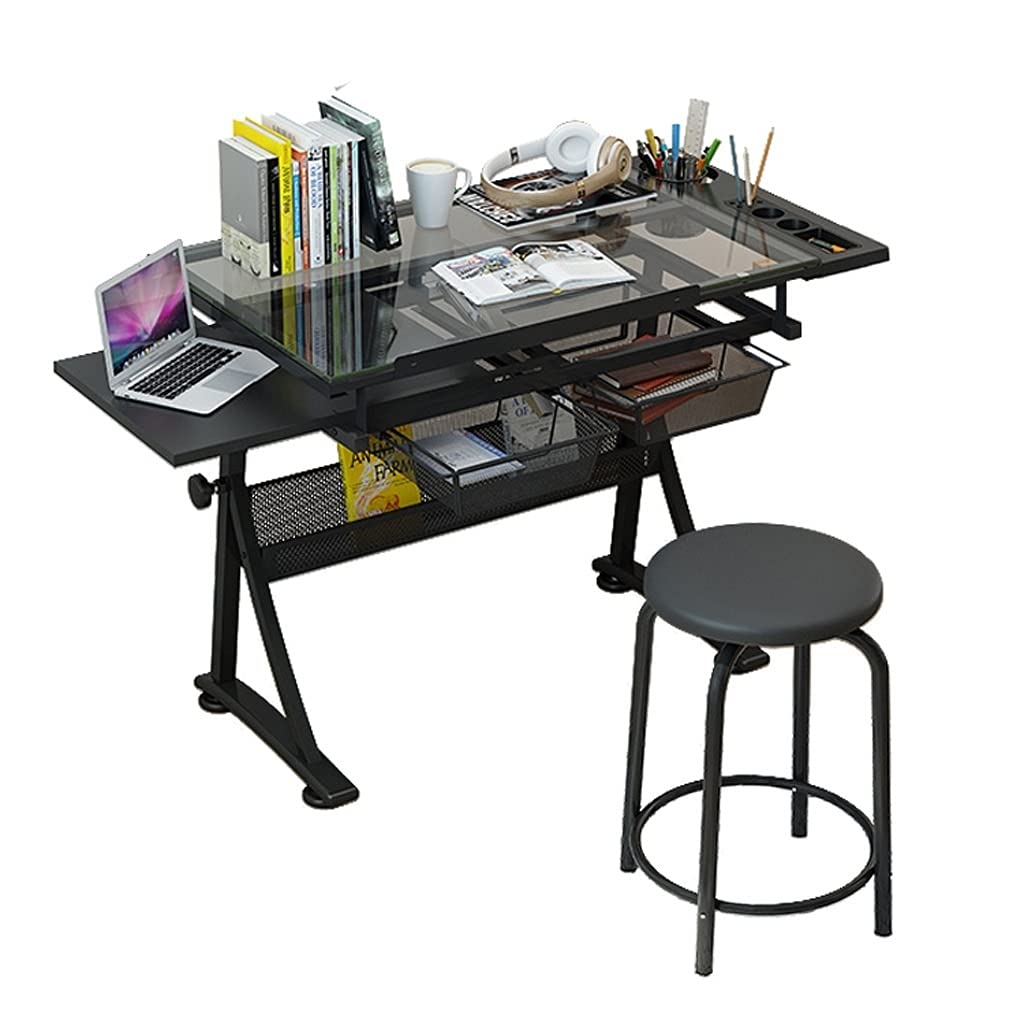 Buy Adjustable Glass Drafting Table,Versatile Art Study Table,with ...