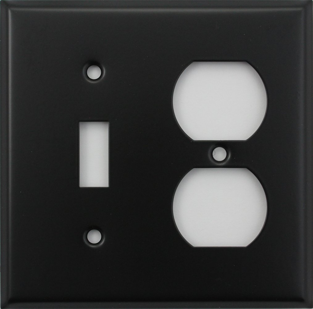 Black 2 Gang Wall Plate 1 Toggle Switch 1 Duplex Outlet - Switch And ...