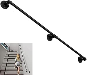 Black Rustic Industrial Pipe Handrail - Complete Kit, Professional ...