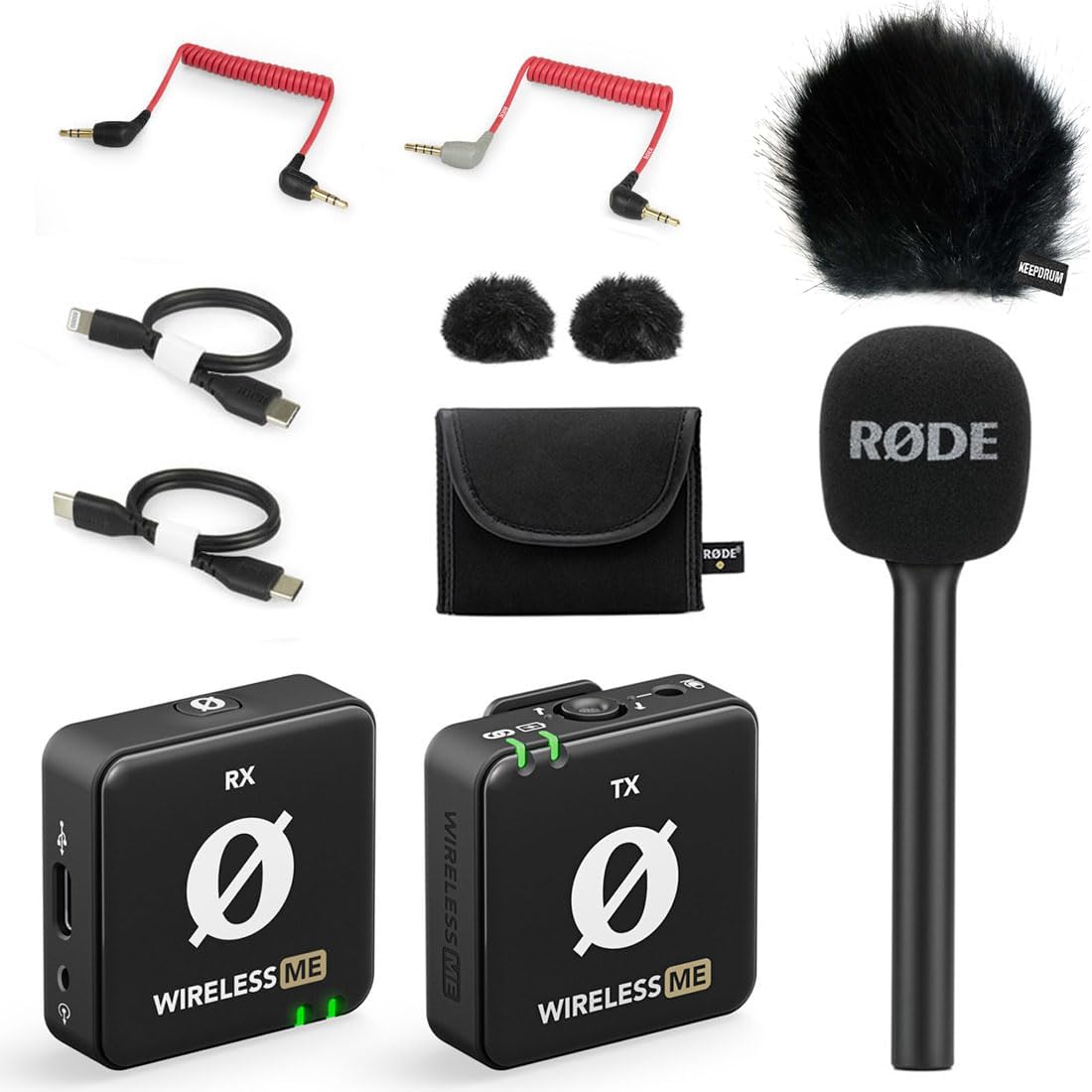 Rode ME Wireless Microphone Kit + GO Interview Grip Adapter + Keepdrum ...