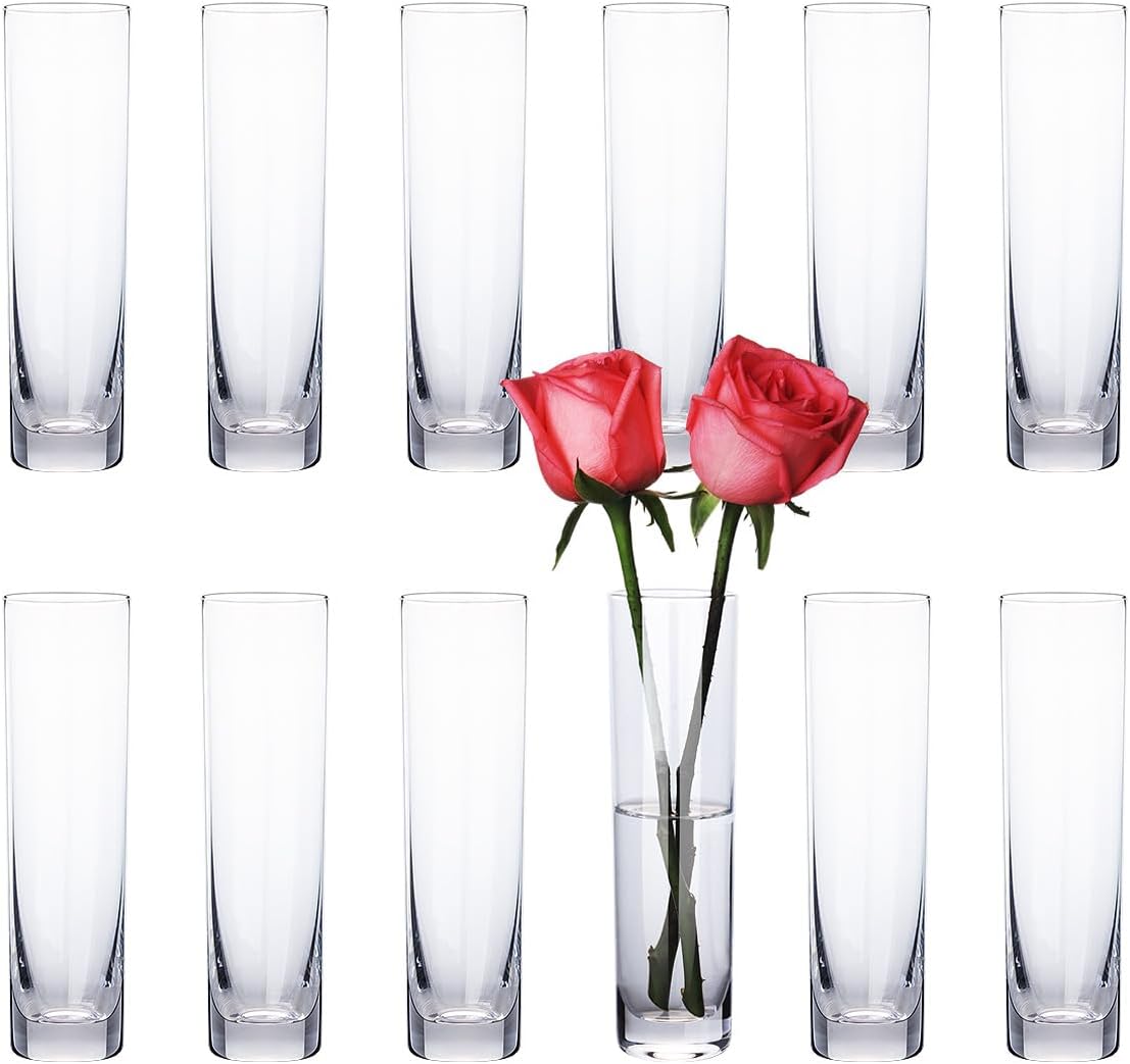Amazon.com: Glass Cylinder Bud Vases for Centerpieces, Clear Bud Vases ...