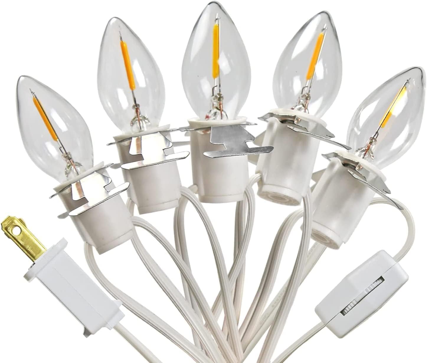 5 Base C7 String Bulbs Christmas Village Light Accessory Cord with 5 ...