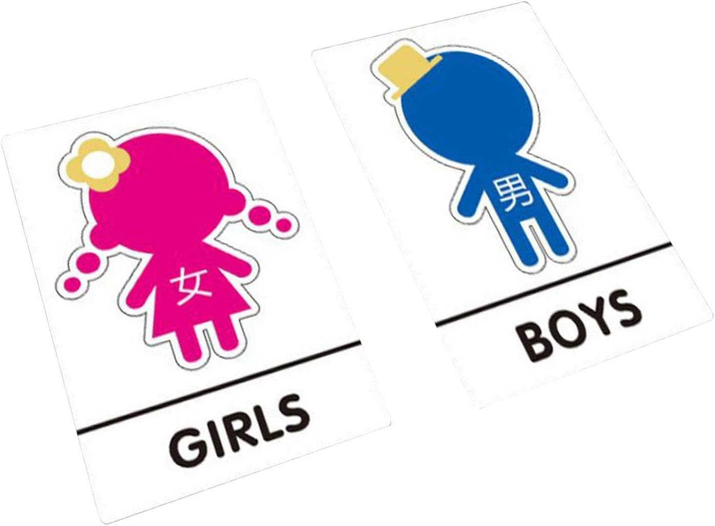 LOVIVER Boys Girls Toilet Sign Stick Decals Modern Decor Signboard ...