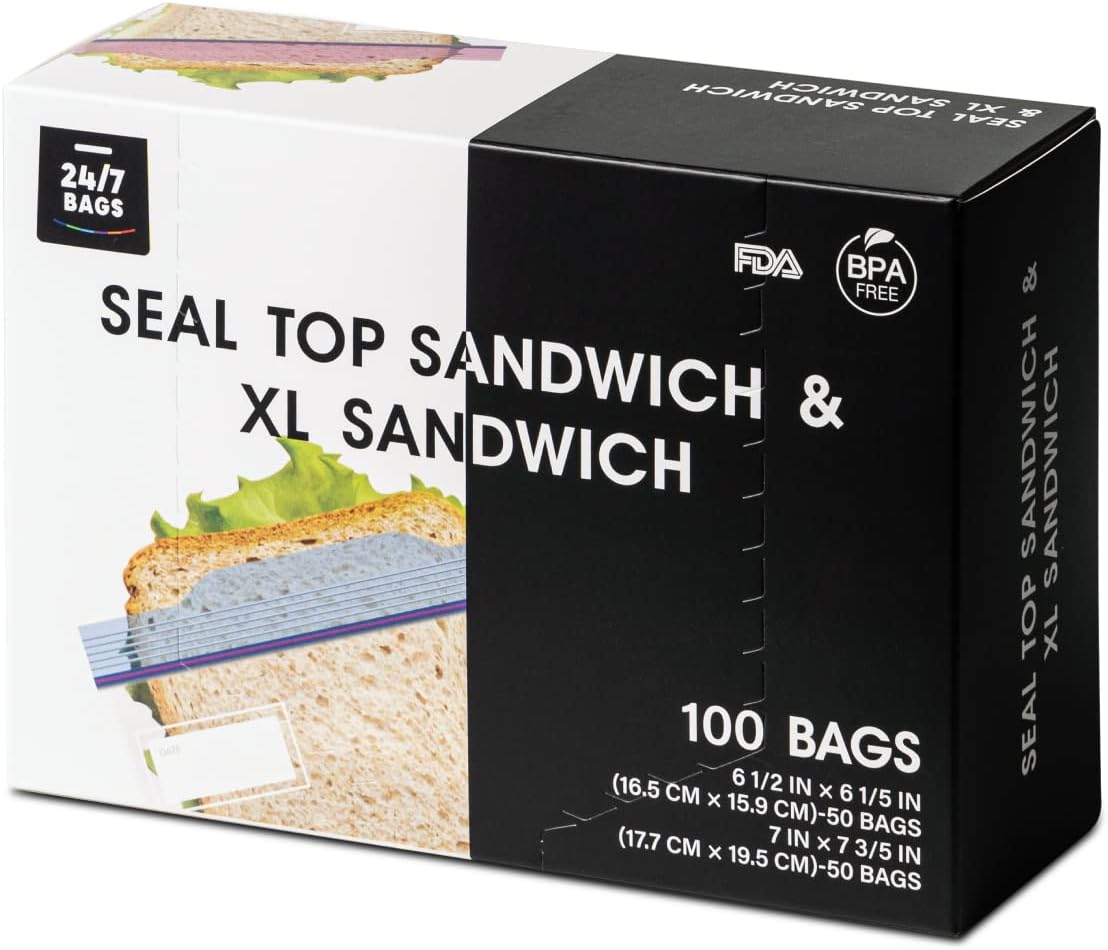 Amazon.com: 100 Count, Sandwich & XL Sandwich Zip Bags, Easy Open Tabs ...