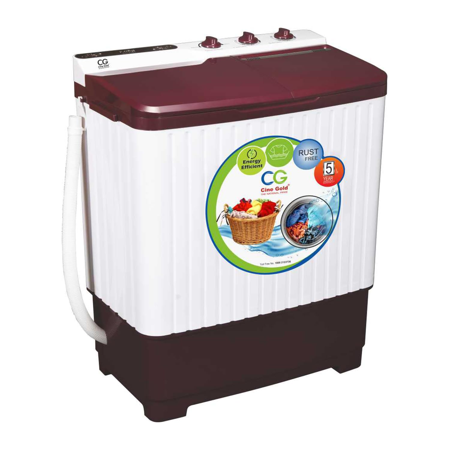 Cine Gold 7 Kg 5 Star Quick Air Dry Semi-Automatic Top Loading Washing ...