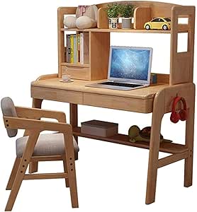 Amazon.co.jp: Kids Home Office Computer Desk with Hatch, Wooden Height ...