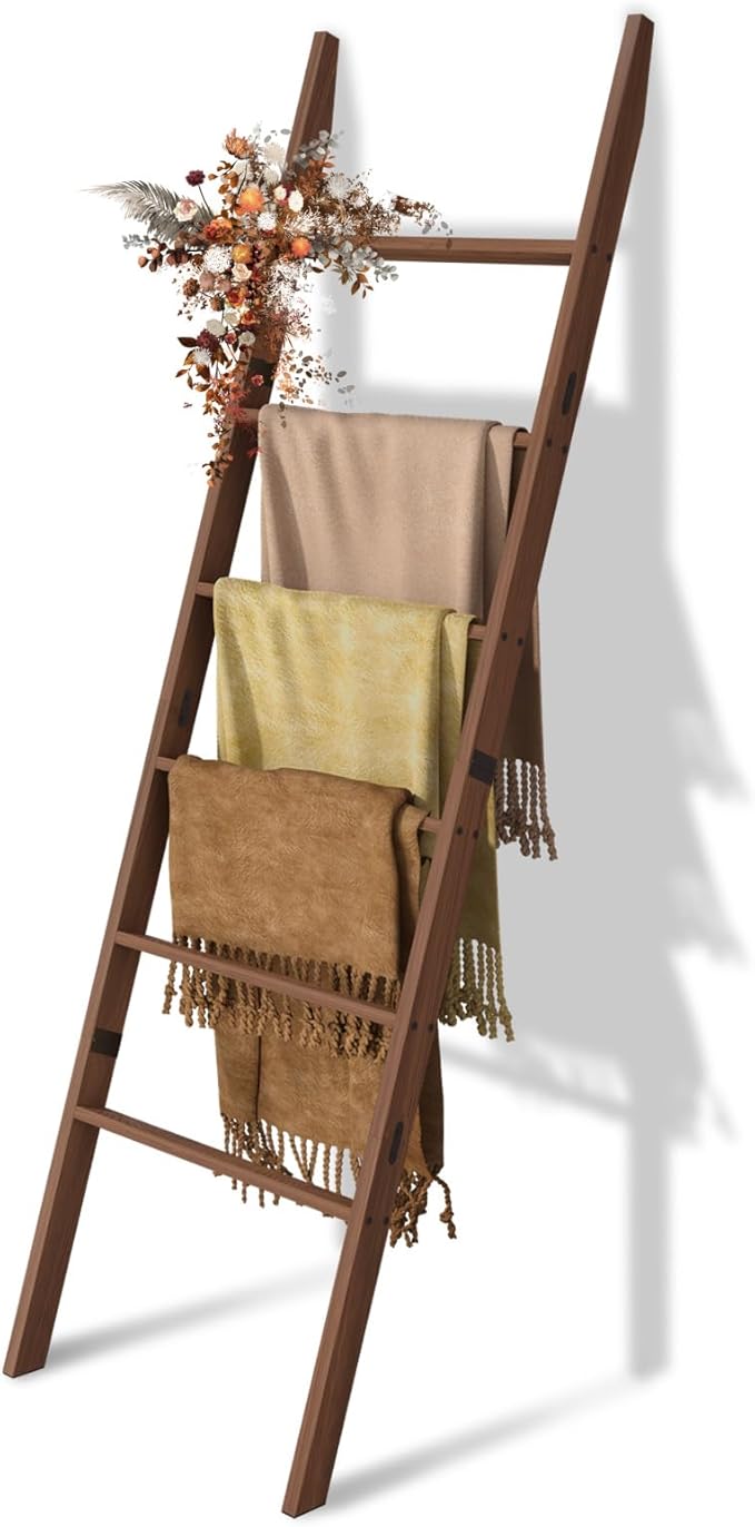 Amazon.com: 6-Tier Blanket Ladder Wooden, 5.7FT(66.5'') Blanket Quilt ...