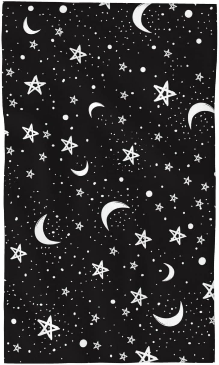 Amazon.com: SEPTYK Black White Moon and Star Pattern Hand Towel Face ...
