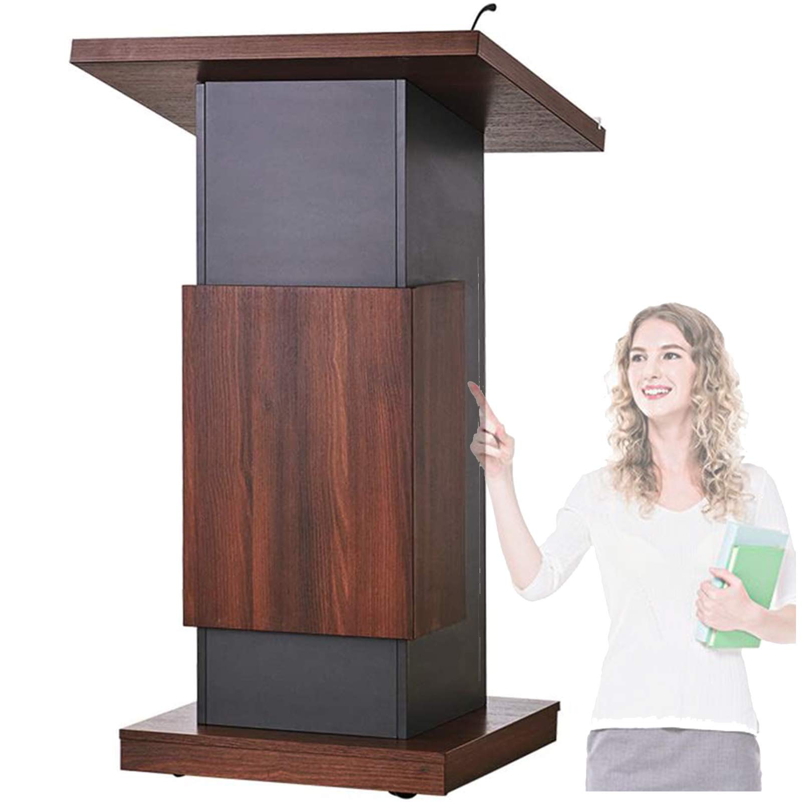 Xialiuxia Acrylic Lectern Pulpit Wooden Turntable Floor Standing Podium ...