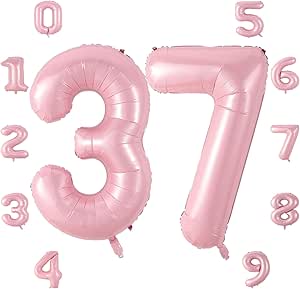 Amazon.com: Pink Number 37 Balloons 40 Inch, Pastel Pink Large Number ...