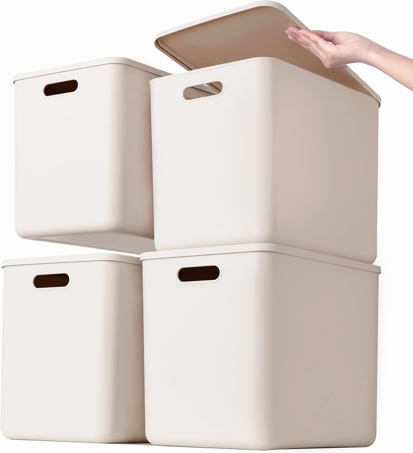 Amazon.com - GUMEIGODA Plastic Storage Bins with lids-4Packs Baskets ...