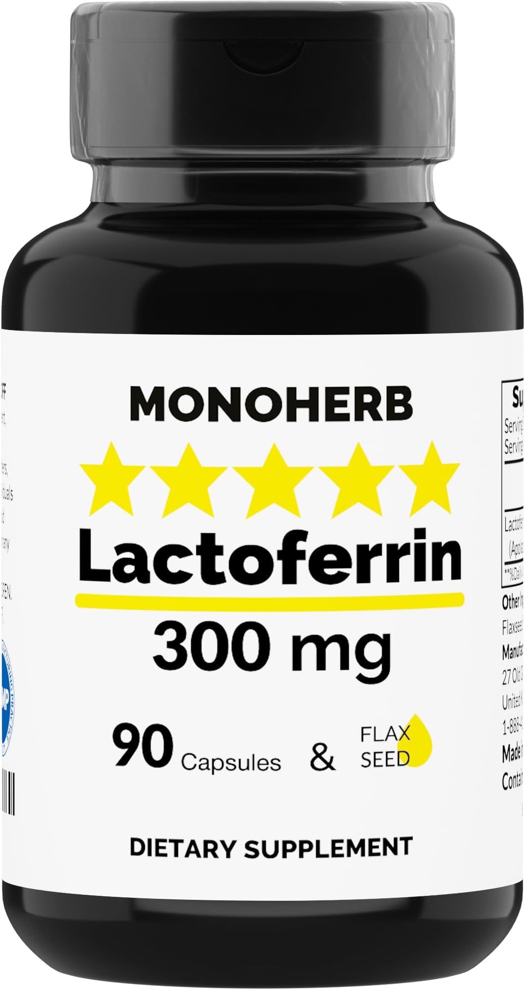 Amazon.com: MONOHERB Lactoferrin 300 mg per Capsule - 90 Vegetarian ...