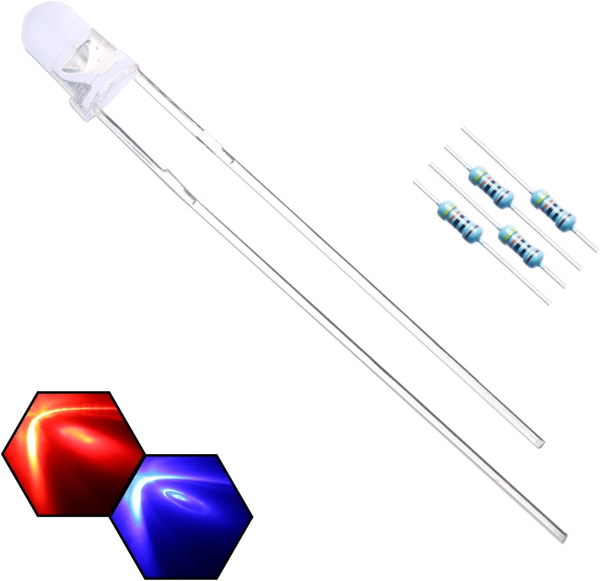 Amazon.com: EDGELEC 100pcs 3mm Red & Blue Blinking LED Diodes 1.5Hz ...
